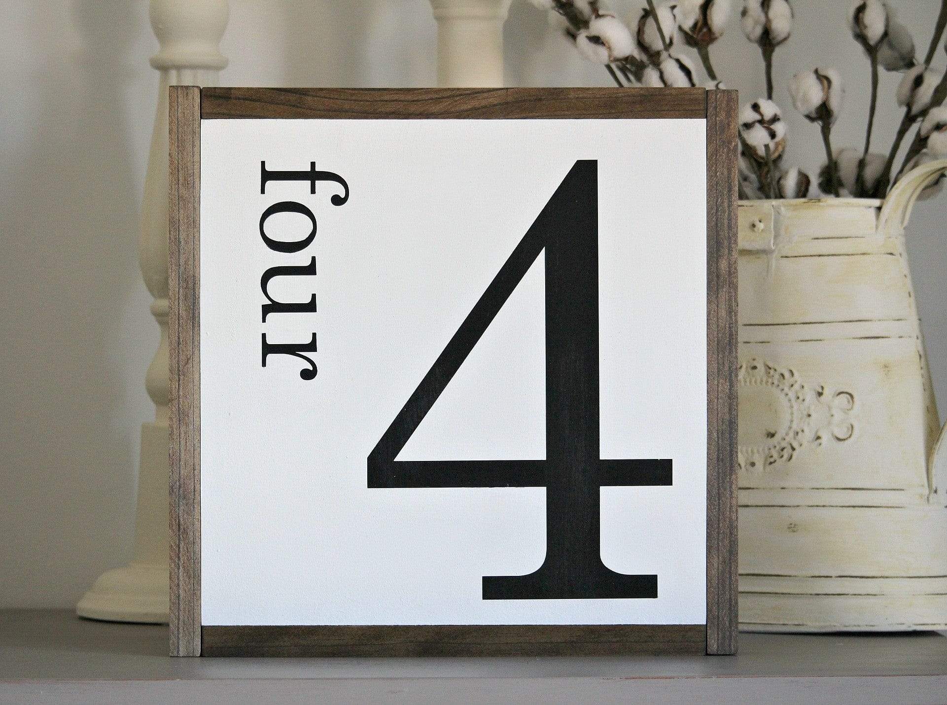 Farmhouse Wall Decor Number Art | Family Rustic Wooden Sign