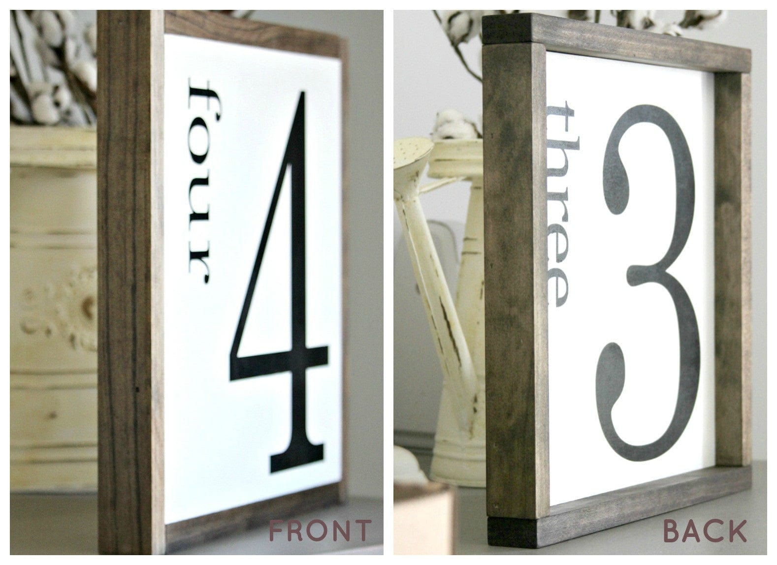 Farmhouse Wall Decor Number Art | Family Rustic Wooden Sign